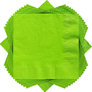 Kiwi Green 2-Ply Lunch Paper Napkins - 6.5" x 6.5" (Pack of 40) - Luxurious & Absorbent, Perfect for Parties & Events