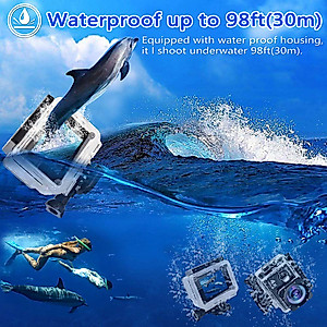 GNOLKEE WiFi Action Camera, 4K 16MP Underwater Camera, 170 Wide-Angle Sports Camera with Remote Control, 2 Batteries, 32GB TF Card, 24 Accessory Installation kit [2024 Upgrade]