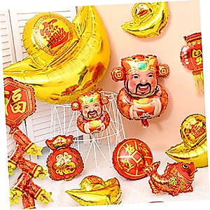 ibasenice 24 pcs 2021 Spring Festival Balloons lantern decor foil balloons garland decor Chinese New Year party wall decoration red ballons ox year balloons Chinese Style Balloon Party Decor
