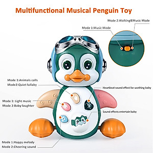 MOONTOY Penguin Musical Crawling Baby Toys with Light & Sound Infant Tummy Time Toys 3 4 5 6 7 8 9 10 11 12 18 Month Developmental Newborn Toddler Sensory Activity Walking Christmas 1st Birthday Gift