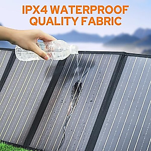 ENGINSTAR 60W Foldable Solar Panel Charger with 18V DC Outlet for Portable Power Stations EnginStar/Jackery/Rockpals/Flashfish, Portable Solar Generator with QC 3.0 for Outdoor Camping Van RV Trip