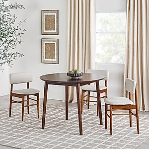 Walker Edison Mid Century Solid Wood Oval Extension Dining Table with Hairpin Legs and Removable Leaf, 60 Inch, Walnut