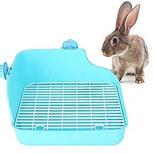 LIZEALUCKY Rabbit Litter Box Toilet, Plastic Square Cage Box Potty Trainer Corner Litter Bedding Box Pet Pan for Small Animals, Rabbits, Guinea Pigs, Chinchilla, Ferret, Galesaur, 11 x 8.7 x 5.9 in