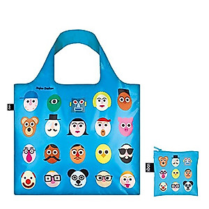 LOQI STEPHEN CHEETHAM Faces Blue Reusable Shopping Bag