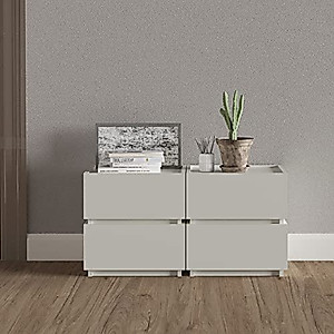 furtble Stackable 2 pcs 1-Drawer End Table, Bedside Nightstand, Multi-Purpose Storage Closet Cube for Bedroom, Storage Cabinet for Entryway, Sofa Beside Drawer Chest Dresser, 15.8 in, White