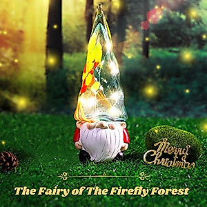 REYISO 11.4'' Solar Gnomes Garden Statues, Outdoor Garden Decor,Garden Gnomes Figurine Lights,Solar Resin Garden Statues Warm White Lights, Gnomes Decorations for Yard