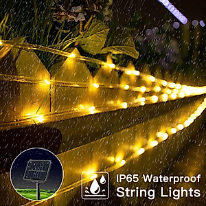 Eueasy 130 LED 42.7ft Solar Rope Lights for Outside with Waterproof PVC Tube,Solar String Lights,Outdoor Decor for Garden, Patio, Fence, Deck, Sidewalk, and Pathway in Warm White