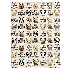 JASMODER Christmas Throw Blanket I Love French Bulldog Soft Microfiber Lightweight Cozy Warm Blankets & Throws for Couch Bedroom Living Room