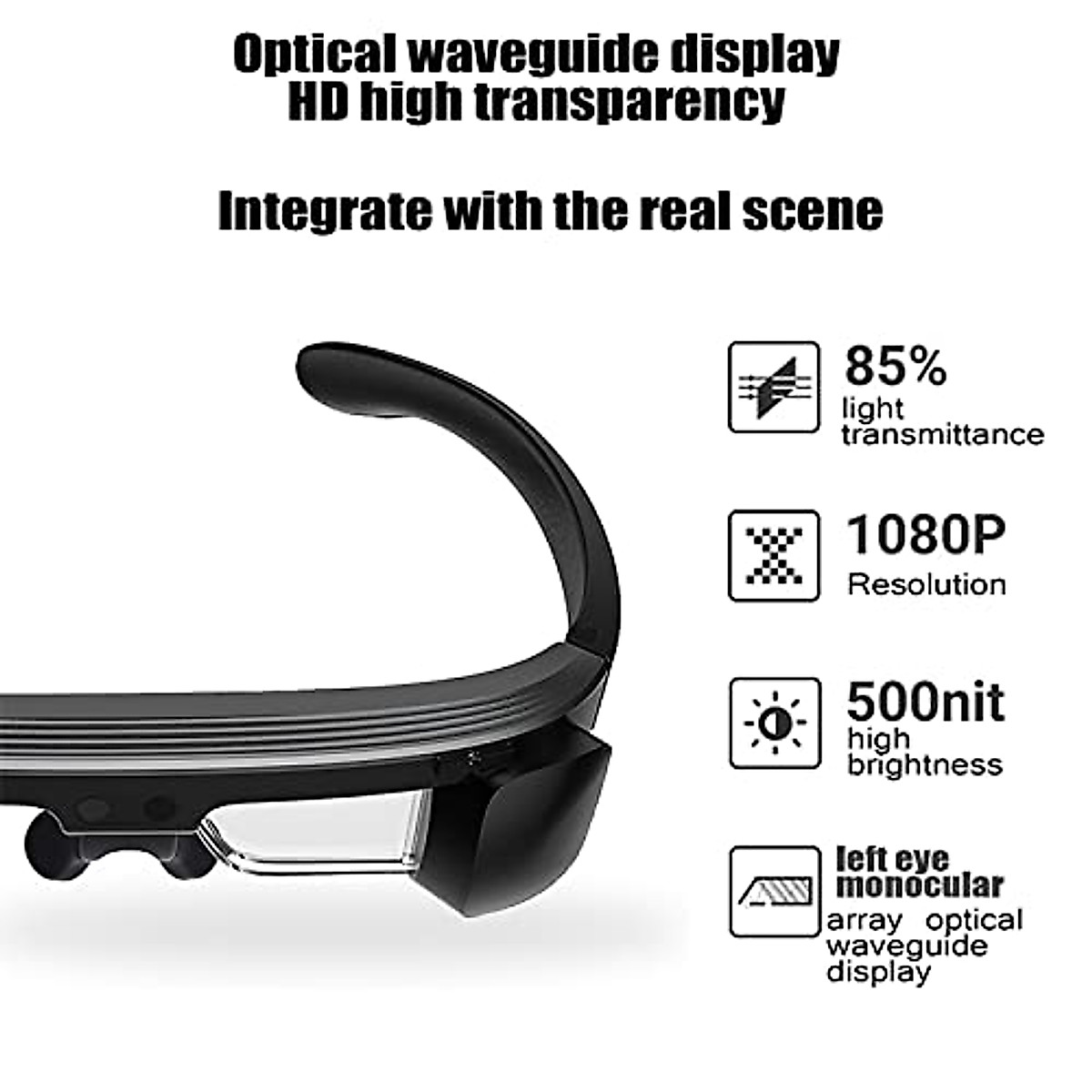 KTROK AR Glasses, Video Display Glasses with 13MP Camera, 1920 * 1080 Resolution, Pocket-Size AR Smart Glasses for Movies, Gaming, Entertainment