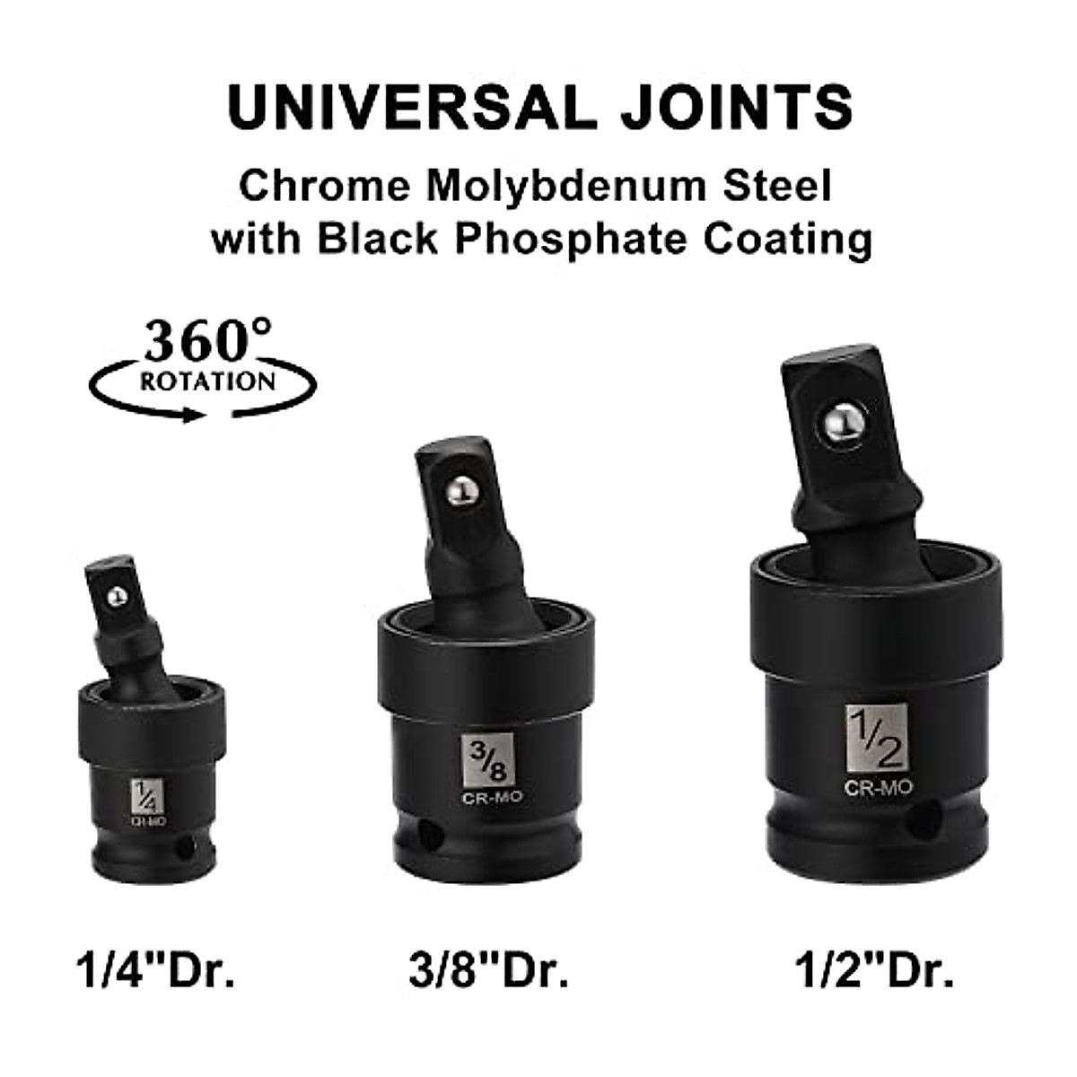 Mayouko 18-Piece Drive Tool Accessory Set, Socket Accessory Set, Includes Socket Adapters, Extensions, Universal Joints and Impact Coupler