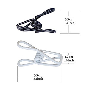 20 Pcs 2 Inch Black and White Chip Clips, PVC Coating High Elasticity Strength Steel Clothes Pins, Food Clips and Bag Clips