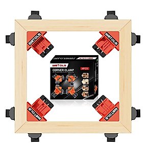WETOLS Corner Clamp, 4Pcs Fast Adjustable Quick Spring Loaded Woodworking Clamp, 90 Degree Right Angle Clamp for Woodworking-Red-orange