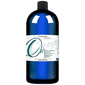 Dr Joe Lab Castor Oil - 100% Pure, Refined, Non-GMO Cold Pressed - 32 oz - for Hair Skin Nails Body Skin Eyelashes Brows Beard Mustache Salon Quality Premium Grade - Packaging May Vary
