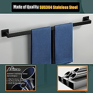 Alise Bath Towel Bars,28 Inch Towel Holder Towel Racks for Bathroom and Lavatory,SUS304 Stainless Steel Hand Towel Hanger Towel Rail Wall Mount,Matte Black