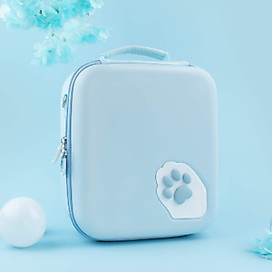 GeekShare Blue Cat Paw Case Compatible with Nintendo Switch/OLED, Travel System Case with 18 Game-Card Slots for Switch Console, Pro Controller, Dock and Accessories
