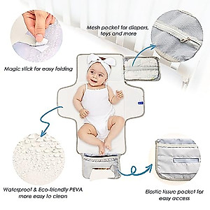 Pink Marble Portable Baby Changing Pad Travel Diaper Changing Pad Foldable Waterproof Changing Station with Built-in Pillow for Baby Gifts Stuff Newborn