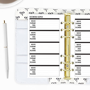Personal size Password Keeper Planner Refill, Fits 6-Ring Binders - Filofax, LV MM, Kate Spade, 30 Sheets