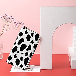 Qwalnely Cow Print Wallet PU Leather Purse Phone Credit Card Storage Purse for Women Adults