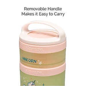 Whiskware Stackable Snack Containers for Kids and Toddlers, 3 Stackable Snack Cups for School or Travel, Unicorn