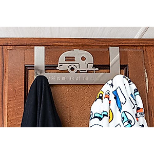 Camco Life is Better at The Campsite Over-The-Cabinet Hooks | Ideal for Small Spaces | Made of Durable Stainless Steel | (53381), Silver, Medium
