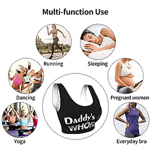 Daddy's Little Whore Yoga Sports Bra for Women, Comfortable Yoga Bras Fitness Workout Tops Running Bra with Removable Pads