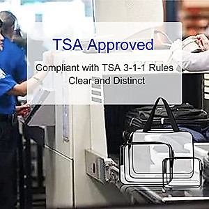 Veki 3Pcs Set Crystal Clear Toiletry Bag TSA Approved Makeup Bag Quart Size Cosmetic Bag Waterproof Travel Bags for Women Men Portable Carry on Airport Airline Compliant Bag (Rose Red)