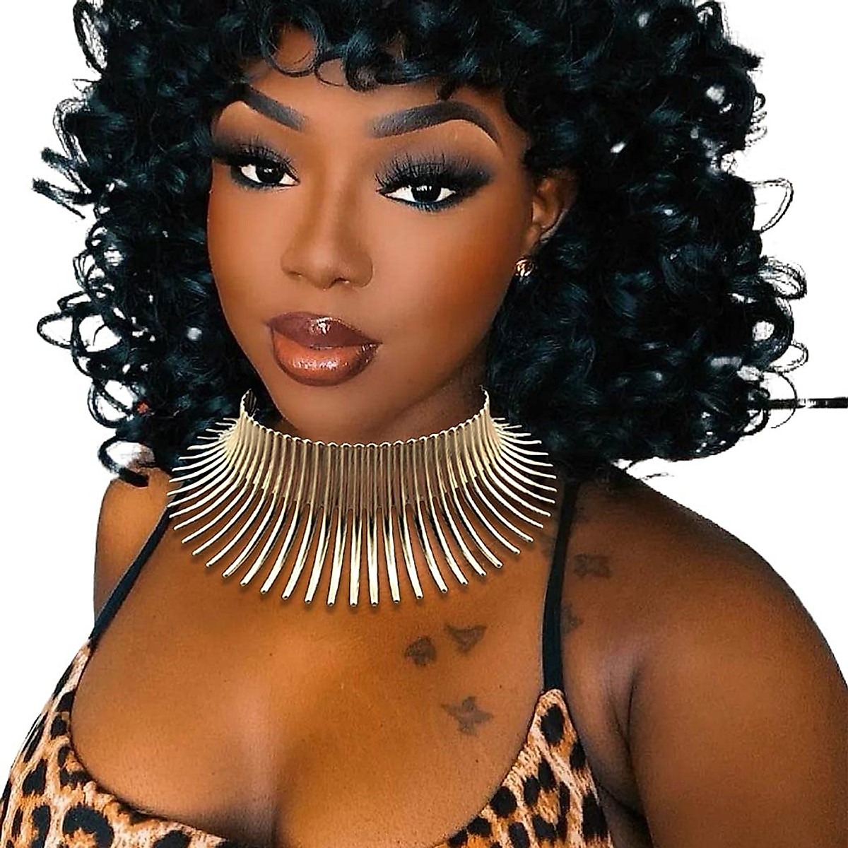 Barode African Collar Choker Necklace Gold Statement Chokers Bib Chunky Necklaces Jewelry for Women(Gold)