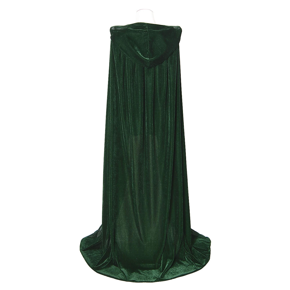 BIGXIAN Long Hooded Cloak Velvet Cape Witch Costume Halloween Costumes for Women Men (Dark Green, Large)