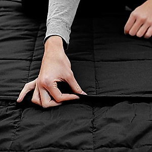 SUPERIOR Quilted Weighted Blanket - Cotton 12 LB 48x72inch Queen Blanket, Black