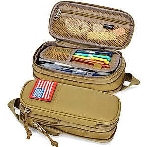 ATRIPACK Tactical Lunch Bag Medium Size (Camp-Brown) & Tactical Pencil Case for Men Women Teens Boys Girls (Brown)