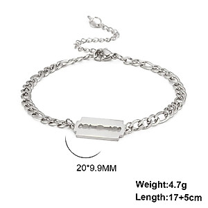 EUEAVAN Punk Stainless Steel Razor Blade Bracelet Personalize Hip Hop Dog Tag Couple Bracelet Women's Bracelets