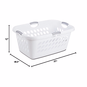 Sterilite 12158006 Ultra Laundry Basket, White with Titanium Handles