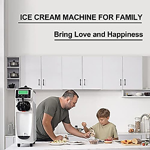 GSEICE Commercial Ice Cream Maker Machine for Home, 3.2 to 4.2 Gal/H Soft Serve Ice Cream Machine with Pre-cooling, 1050W Single Flavor Ice Cream Maker machine With 1.6 Gal Tank