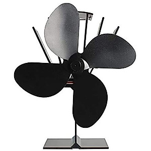 Cheffort Fireplace Fan Heat Powered Stove Fan 4 Blade Wood Stove Fans Aluminium Silent Eco-friendly for Wood Log Burner Fireplace