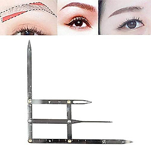 Golden Mean Calipers Stainless Steel Thrush Eyebrow Microblading Ruler Eyebrow Permanent Measure Symmetrical Tool Three-point Positioning Balance Ruler for Makeup Ratio Measure Fibonacci Gauge Tool