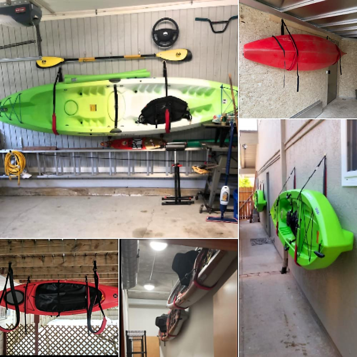 COR Surf Kayak Storage Rack | Premium Adjustable Padded Wall Straps for Kayaks, SUP Paddle Board & Surfboard for Indoor & Outdoor Storage