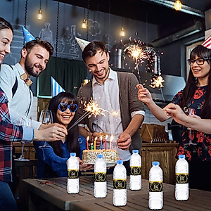 WOWOPA 32Pcs Cheers to 50 Years Water Bottle Labels, Happy 50th Birthday Labels Stickers for Women and Men Birthday Party Decorations - Black