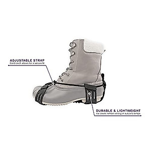 Ice Gripster Treads Nonslip Traction Cleats for Snow and Ice, Anti-Slip Overshoe Crampons with Adjustable Cinch Cord, 10 Carbon Steel Studs for Secure Grip, Extra Large, Black and Red