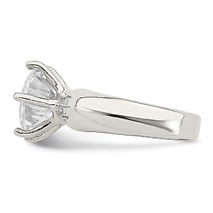 925 Sterling Silver Solitaire Round Cubic Zirconia CZ Engagement Ring Size 6