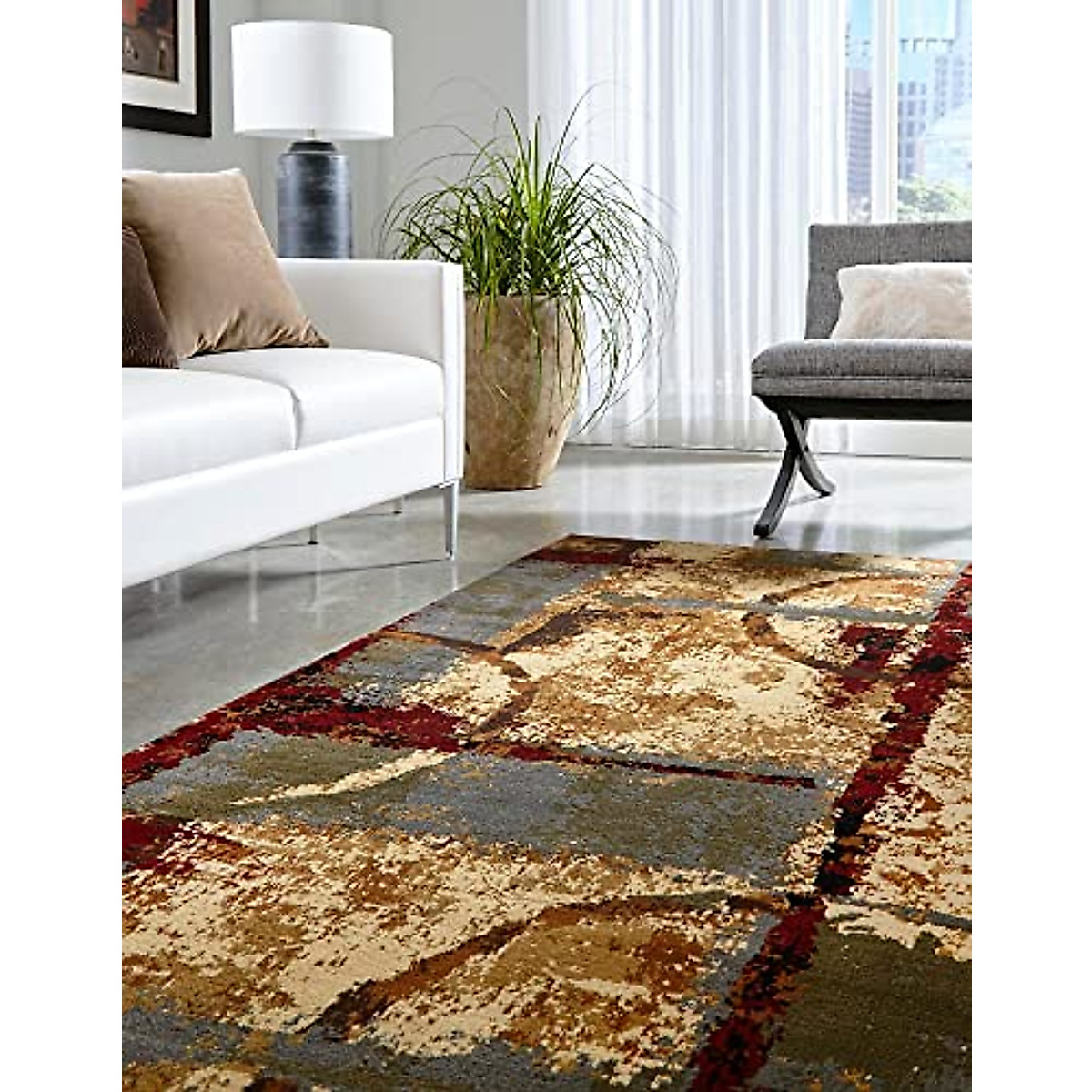 Unique Loom Barista Collection Area Rug - Catuai (5' 1" x 8' Rectangle, Multi/ Brown)