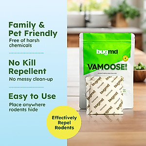 BugMD Vamoose Rodent Repellent Pouches (2 Pack, 8 Pouches) – Plant-Powered Rat Repellent, Mouse Deterrent, Indoor & Outdoor Mice Repellent, Best Mouse Repellent, Natural Rat & Mouse Repellent