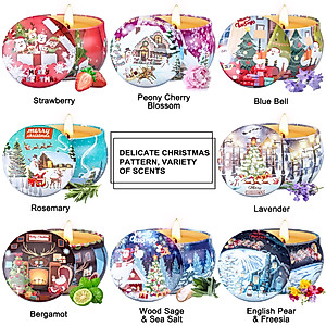 Christmas Scented Candles Gift Set, Bulk Christmas Gifts Small Candles 8 Pack, Christmas Gifts for Coworkers Women Mom, 2.5oz Portable Candle Set for Birthday Thanksgiving Christmas Decorations