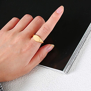 Jude Jewelers Stainless Steel Classical Simple Plain Oval Shape Signet Style Pinky Wedding Statement Promise Anniversary Ring (Gold, 5)