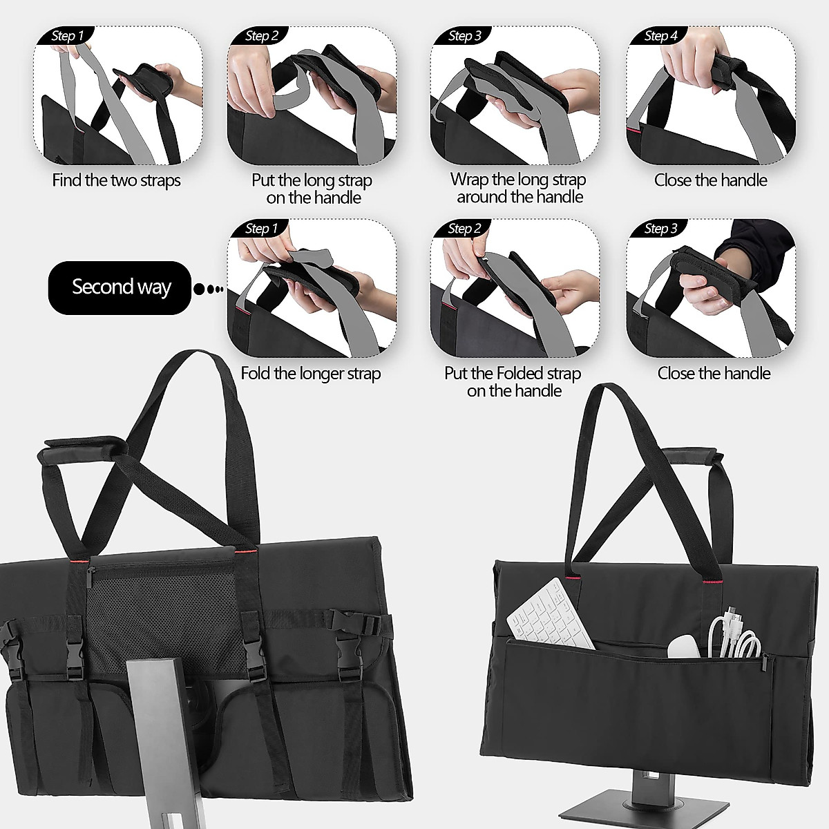 Trunab Travel Carrying Case for 27" LCD Screens and Monitors, With Padded Velvet Lining, Protective Monitor Bag Compatible With iMac* 27" and Accessories, Black (Patented Design)