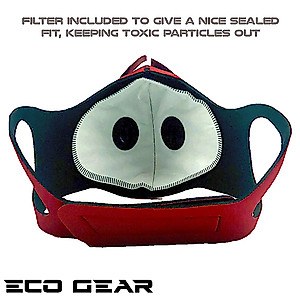 ECO-GEAR Anti Pollution Face Mask with Military Grade Activated Carbon Protection | Anti Smoke, Exhaust Gas, Dust, Pollen | Running, Walking, Cycling and other Outdoor Activities (Pure Red)