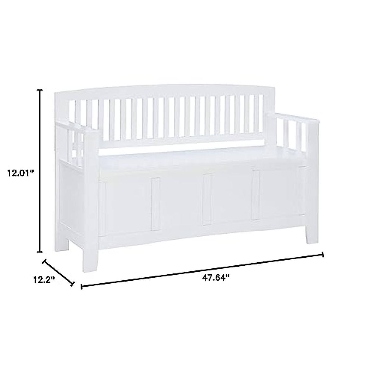 Linon White Bench Cynthia Flip-Top Lid and Hidden Storage Space