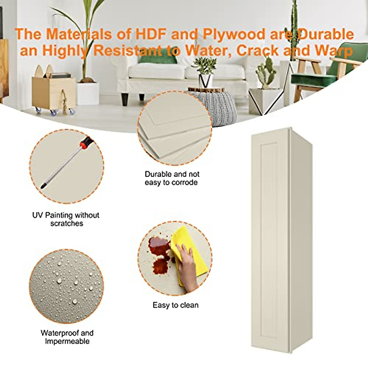 LOVMOR Kitchen Wall Cabinet & Cupboard, Medicine Cabinet,Bathroom Cabinet Wall Mounted with Doors and Shelves, 12" D*9" W*42" H, Shaker Antique White