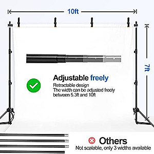 Qoolfoto Backdrop Stand 7x10 ft/2x3m, Adjustable Photography Background Stand for Party Decoration，Photo Video Studio with Clamp, Carry Bag