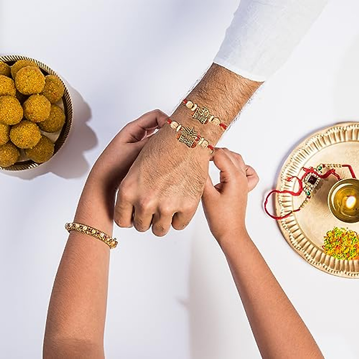 Eximious India Set of 2 Rakhi For Brother With Card Shiva and Om Pendant For Raksha Bandhan Designer Rakhi Thread for Bhaiya (Design 2)