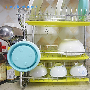 CARTINTS 950ml Collapsible Bowls-Silicone Food Storage Containers-Prep/Storage Bowls with Lids-Silicone Lunch Containers, Ideal for Travel and Camping (Blue)